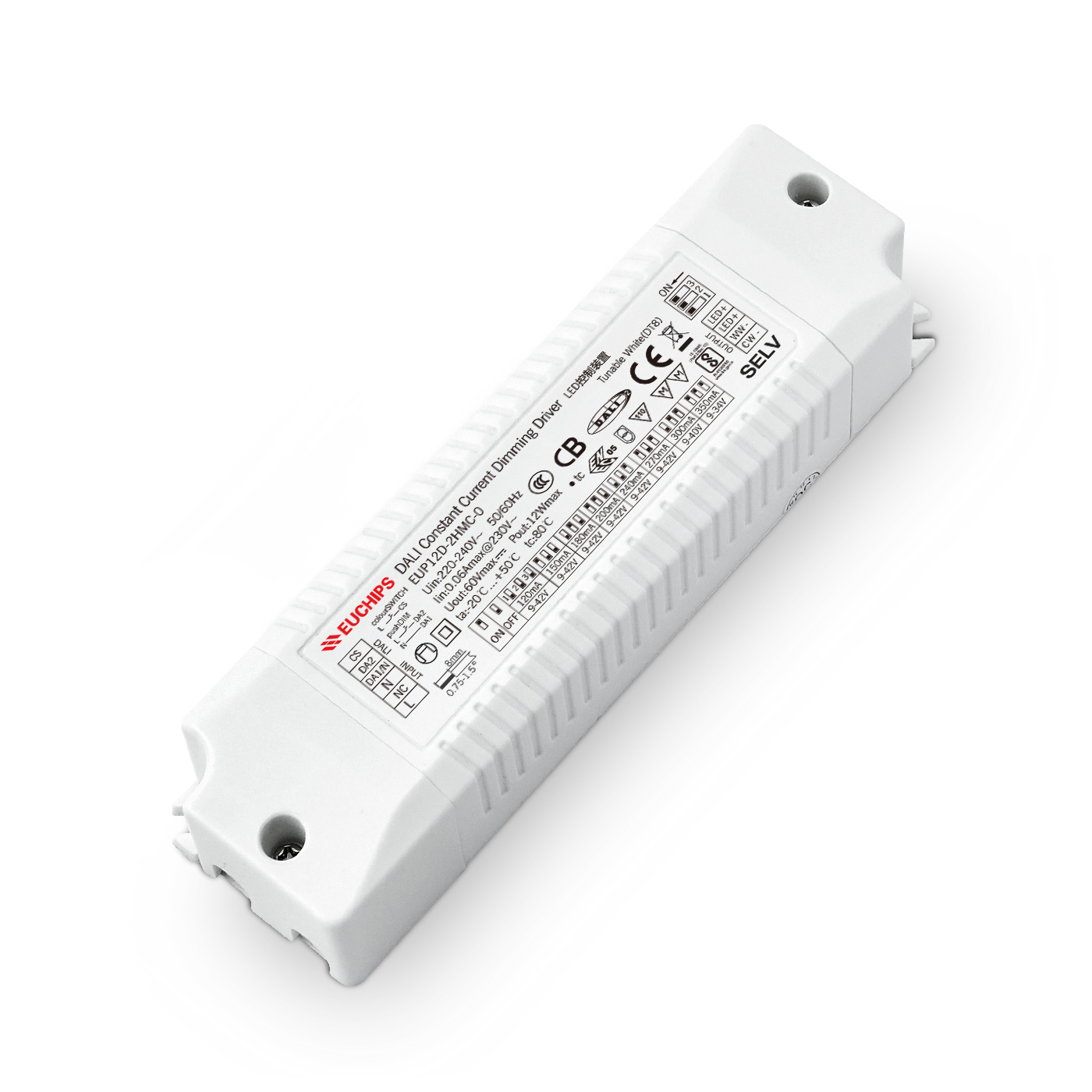 20W 350~700mA*2ch DALI CC Driver DT8 EUP20D-2HMC-0 - Euchips