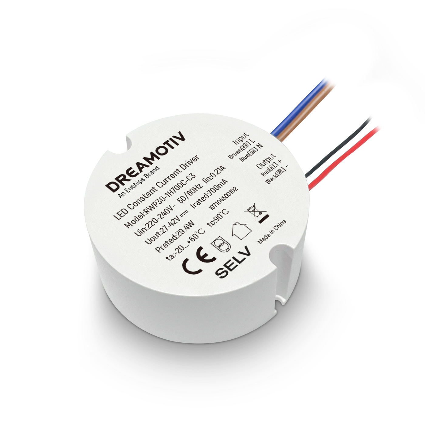 30W 700mA Non-dimmable CC LED Driver RWP30-1H700C-C3 - Euchips